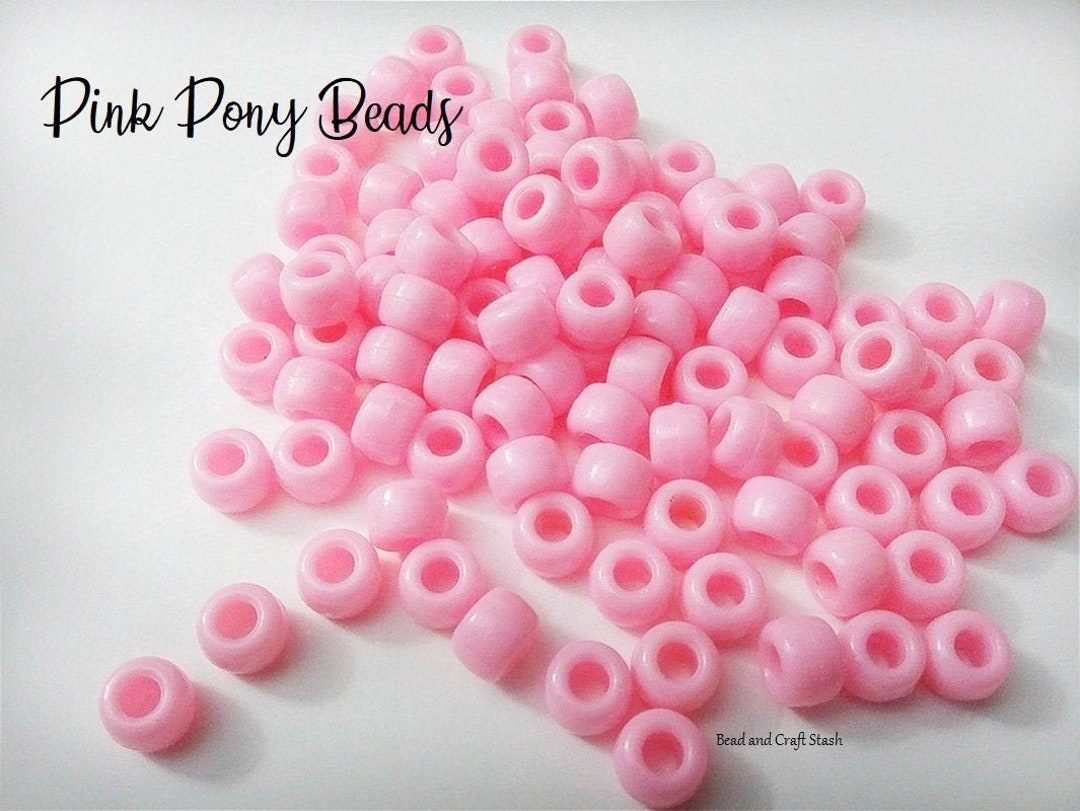 Baby Pink Pony Beads, Plastic Beads, Hair Beads, Loom Beads, DIY, Kid ...