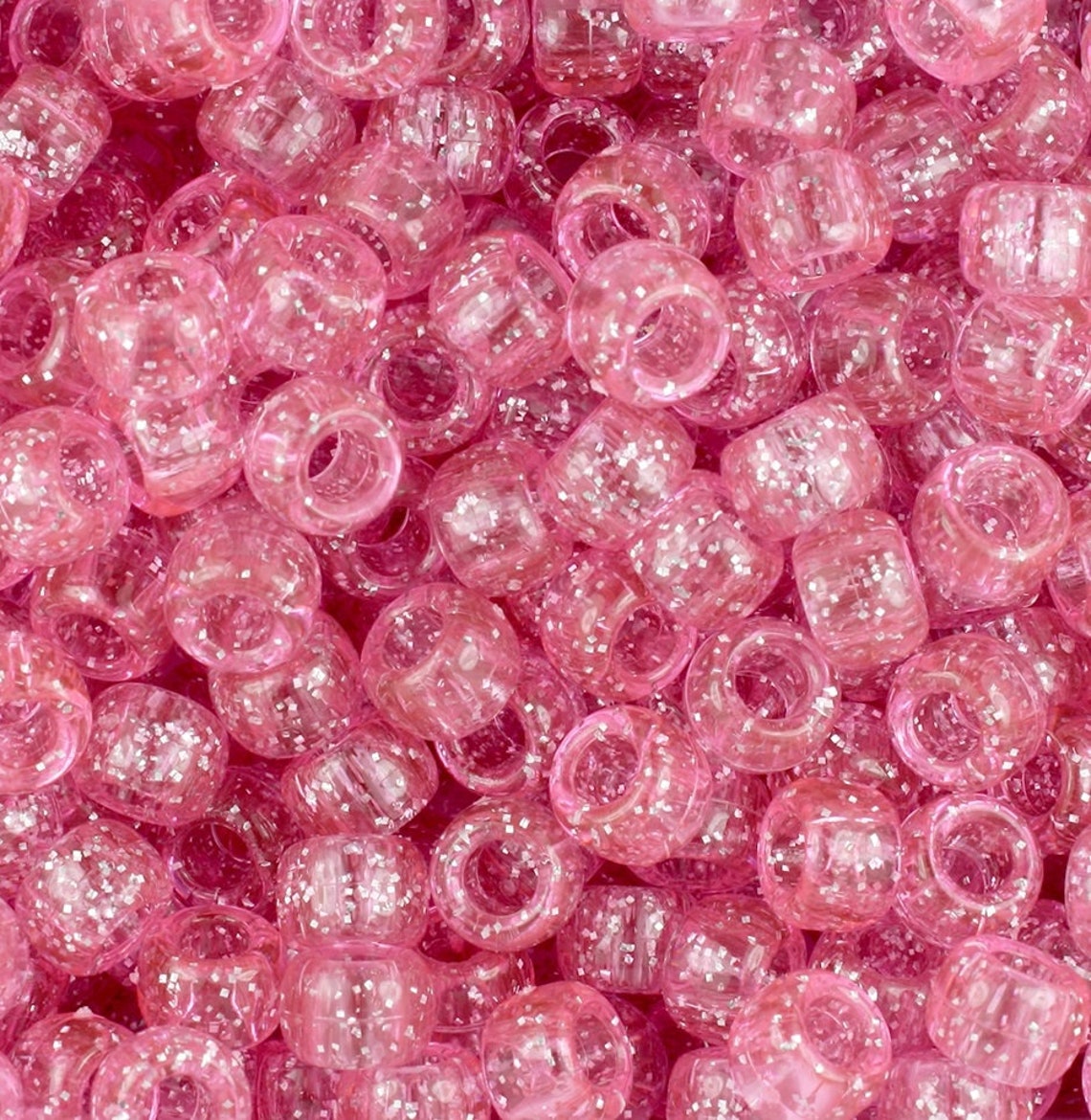 Pink Glitter Beads Beads Kid Crafts. DIY Pink Pony Beads - Etsy