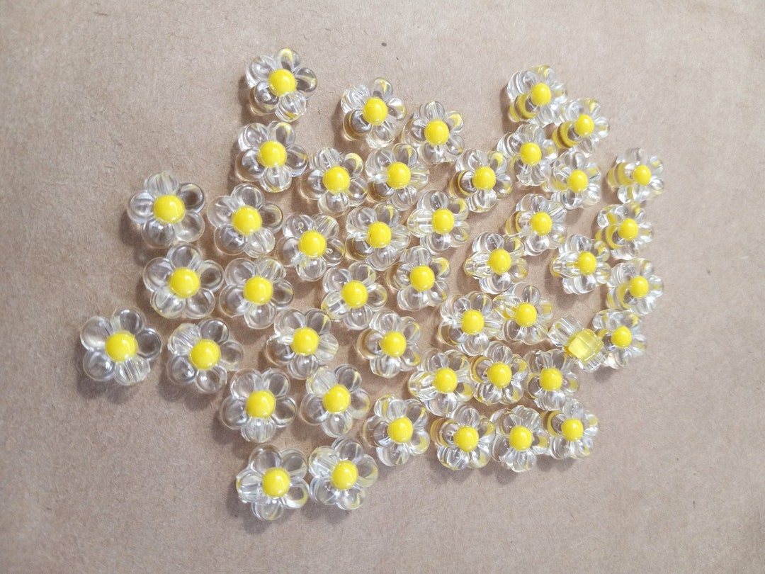 Daisy Beads, Yellow Resin Flower Beads, Blue, DIY, Gift For - Etsy