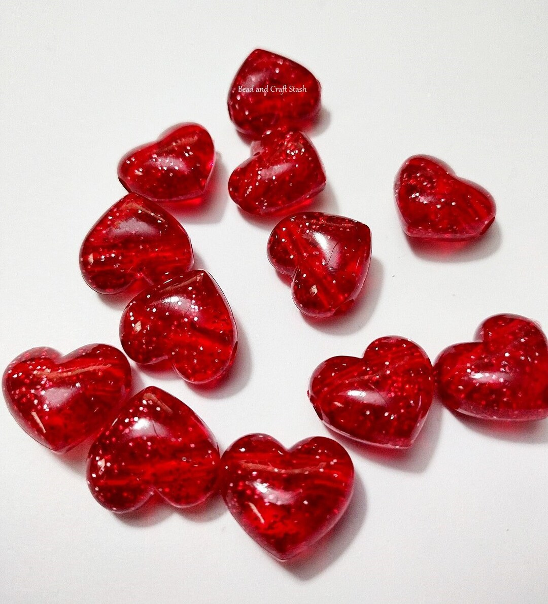 Large Glitter Heart, Red Heart, Beads, Heart Beads, Red Beads, Hair ...