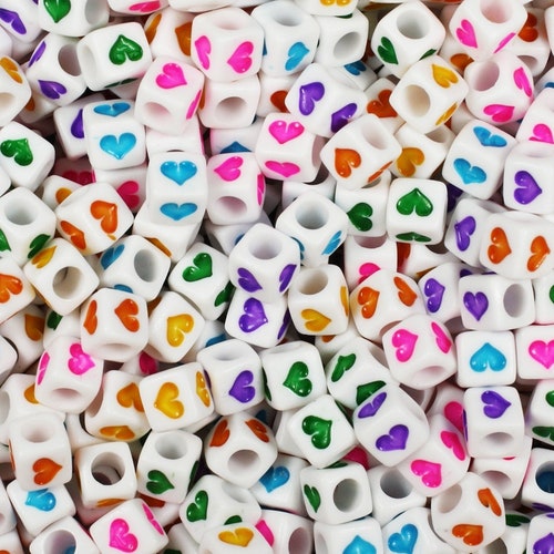 6mm Cubed Heart Beads Rainbow Colors - Etsy