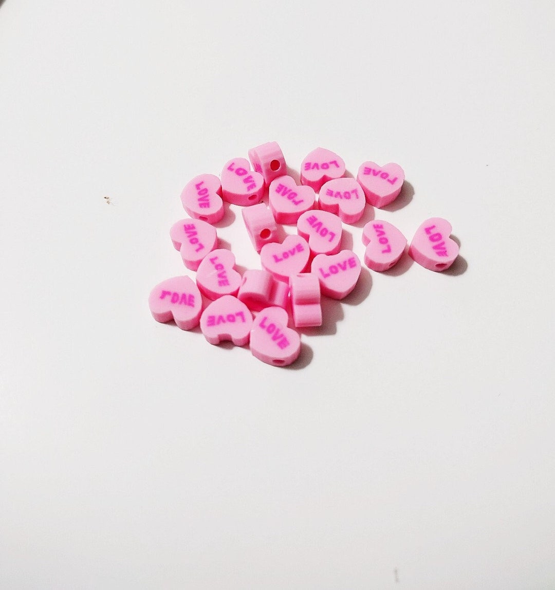 Valentine Heart Beads, Beads, Heart, Pink, Hot Pink, Gift For, DIY, Kid ...