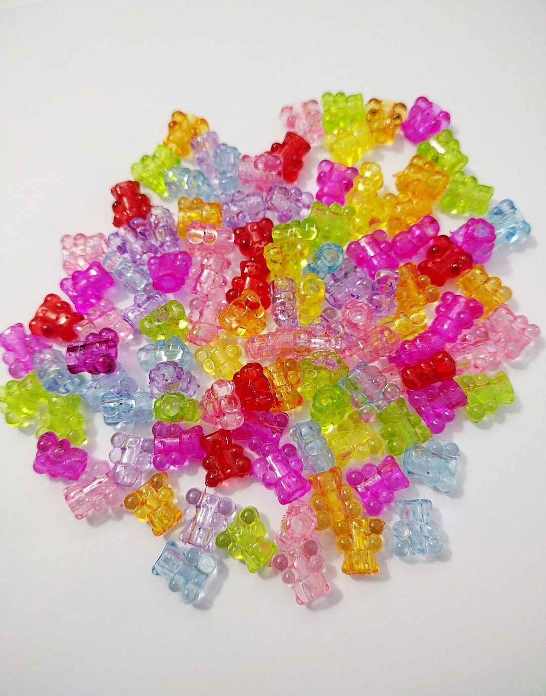 10mm Gummy Bear Beads, Kawaii, Rainbow, Bear-shaped, Plastic, Beads ...