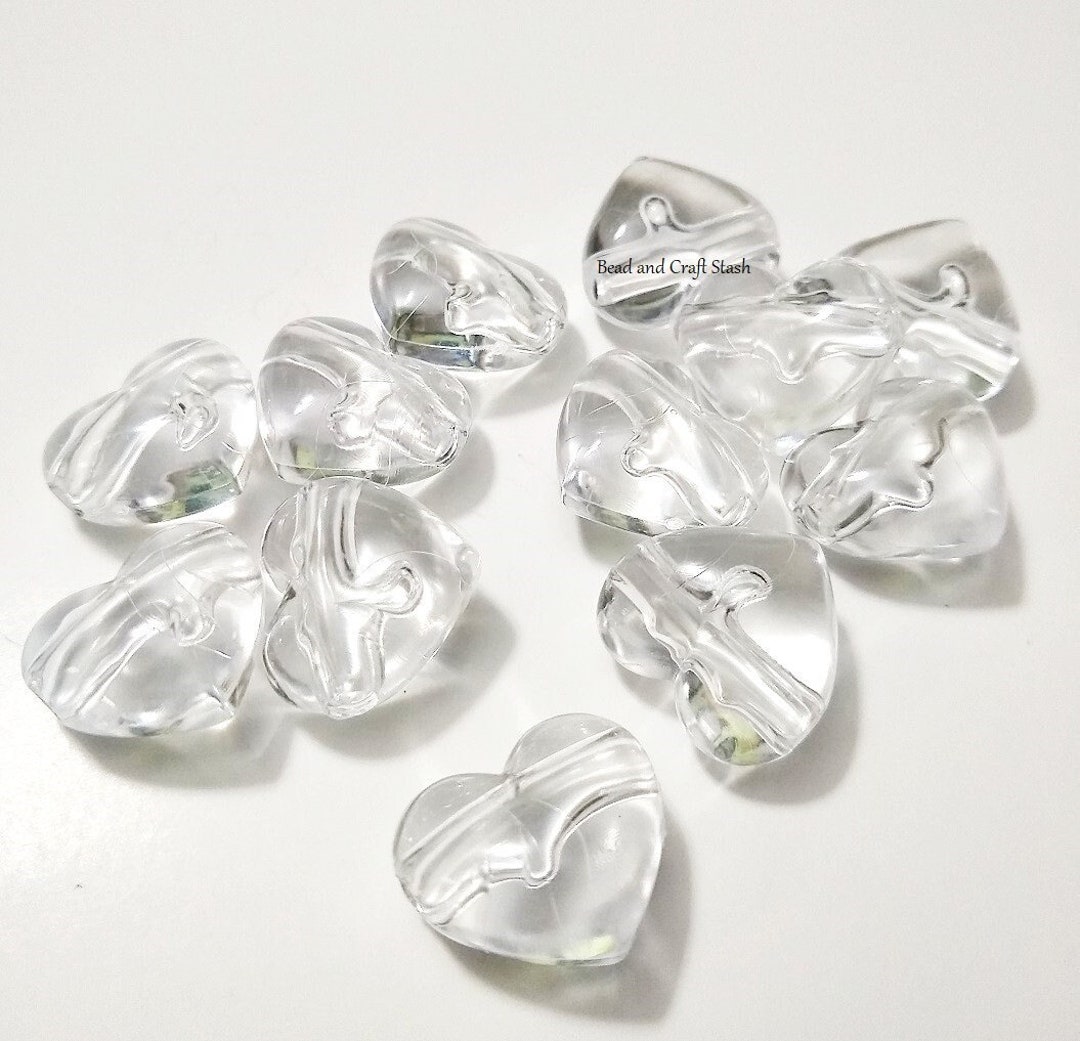 Large Clear Heart Beads, Large Heart Beads, Clear Beads, Heart, Beads ...