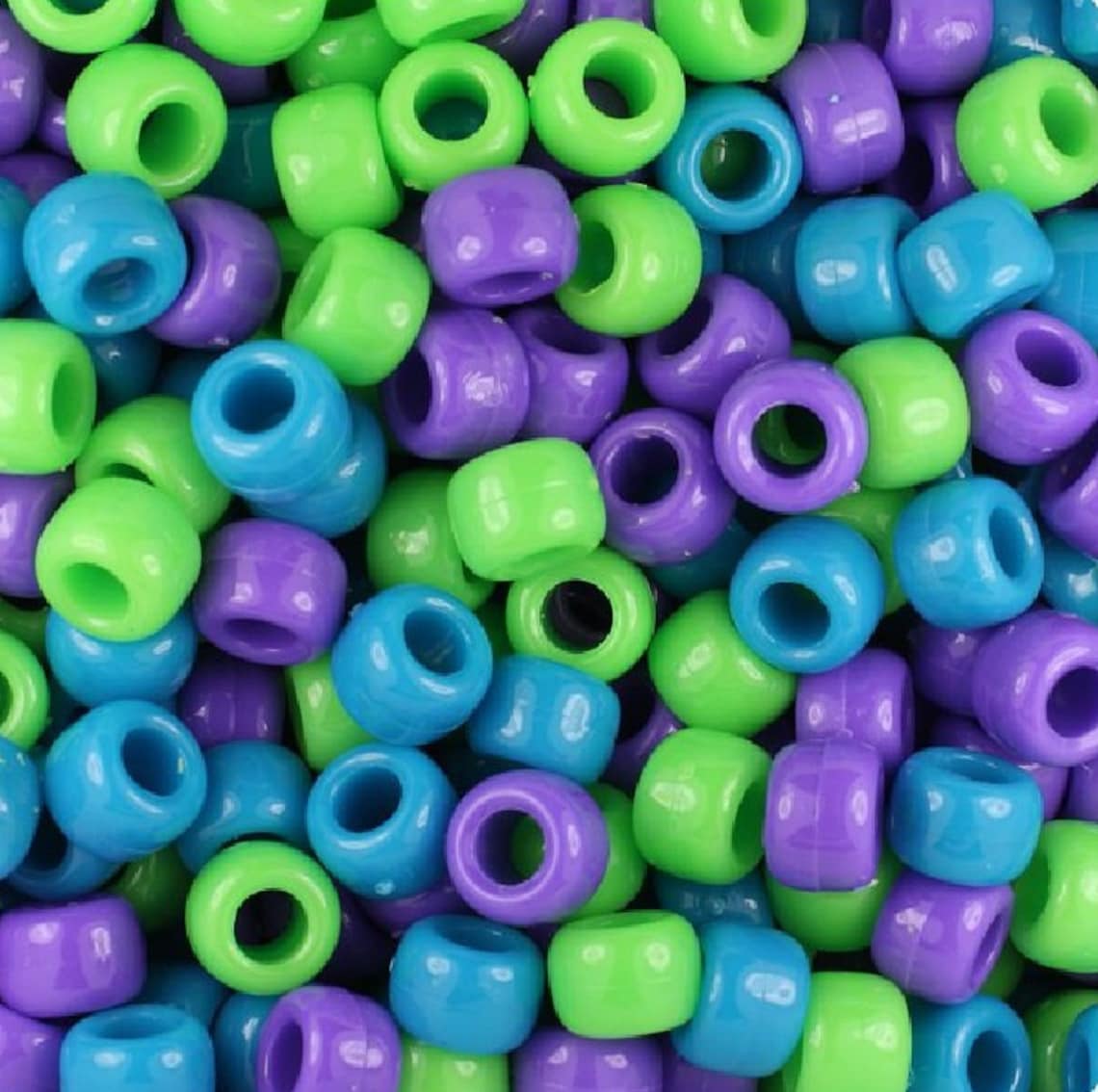 Green Purple Blue Pony Bead Mix Kid Crafts DIY Beads | Etsy
