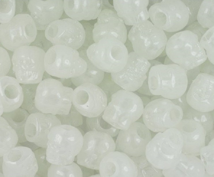 Skull Beads, Night Glow Skulls, Halloween, Skull, Hair Beads, Beard ...