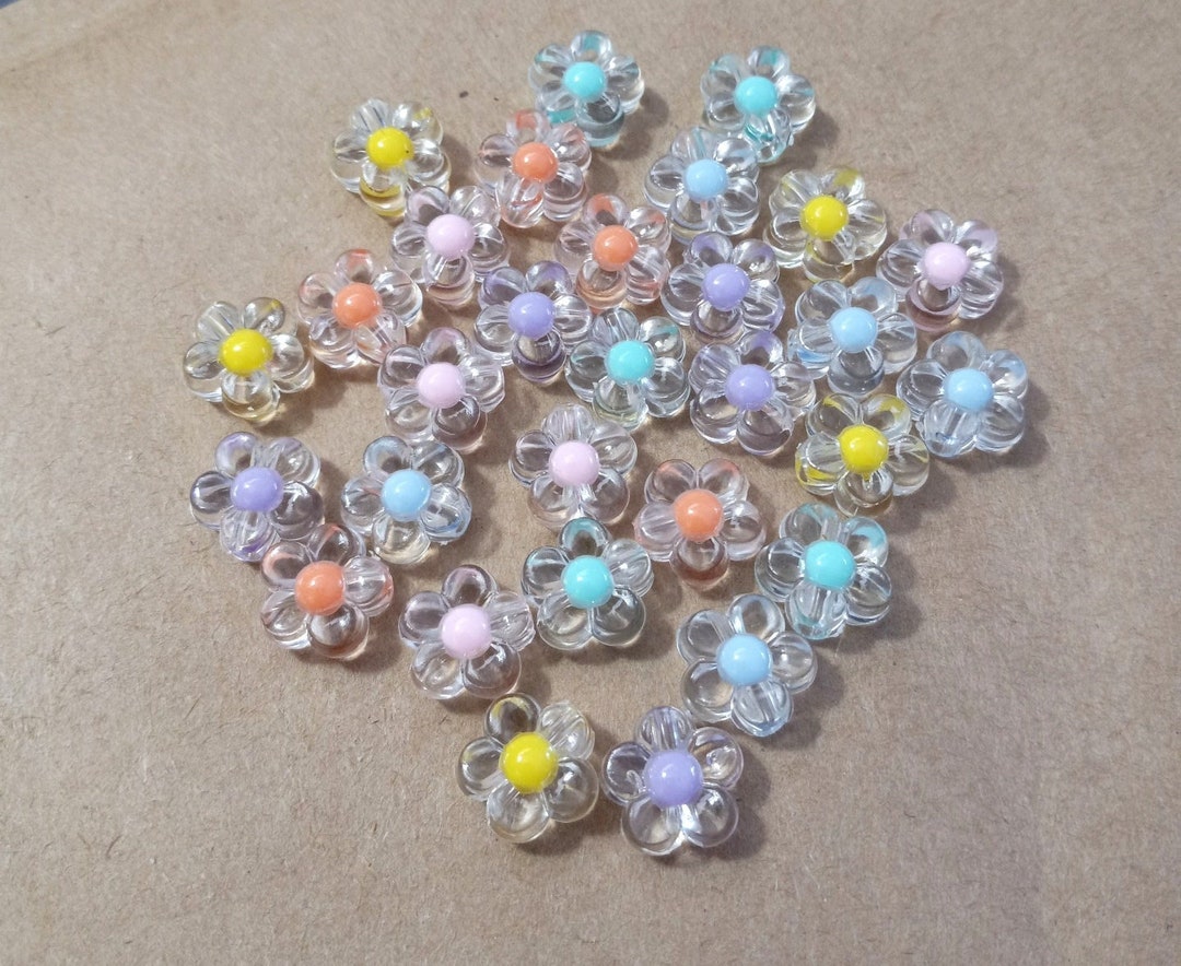 Daisy Beads, Pastel Resin Flower Beads, Blue, DIY, Gift For - Etsy
