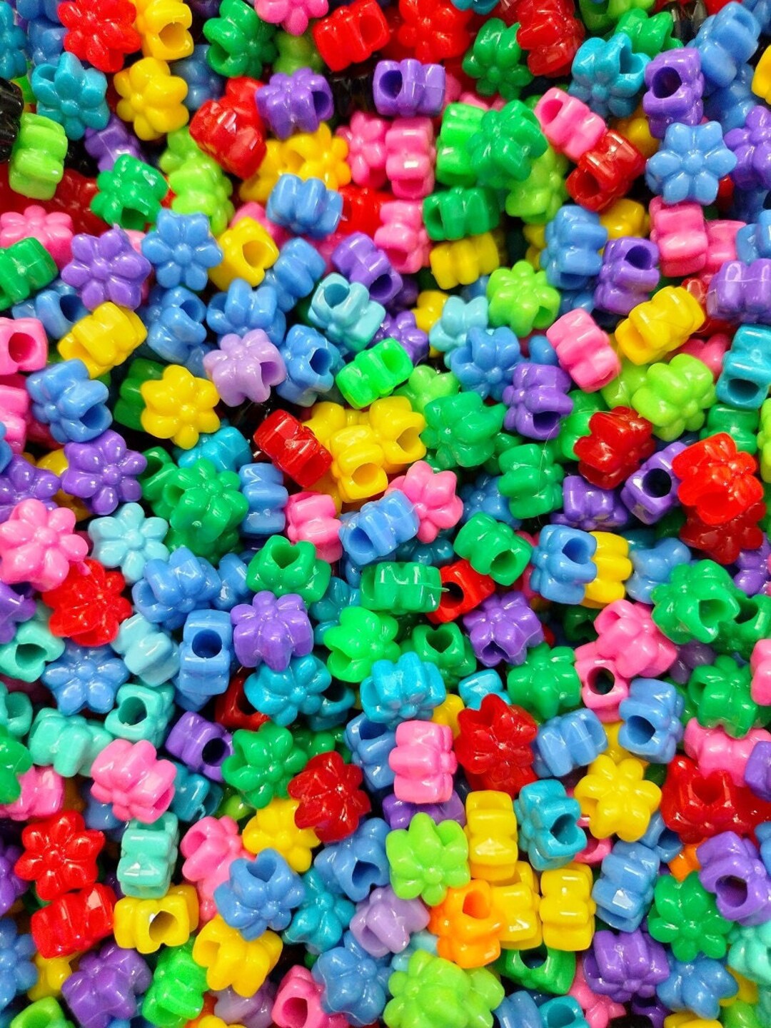 Random Flower Pony Beads, Plastic Beads, Kid Crafts, Flower, Beads, - Etsy