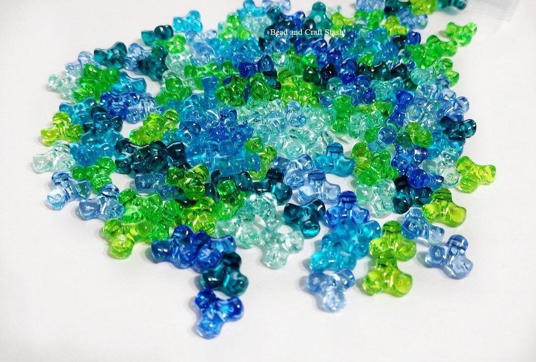 500/1000 Tri Bead Mix, Blue and Green Transparent, Tri Beads - Etsy