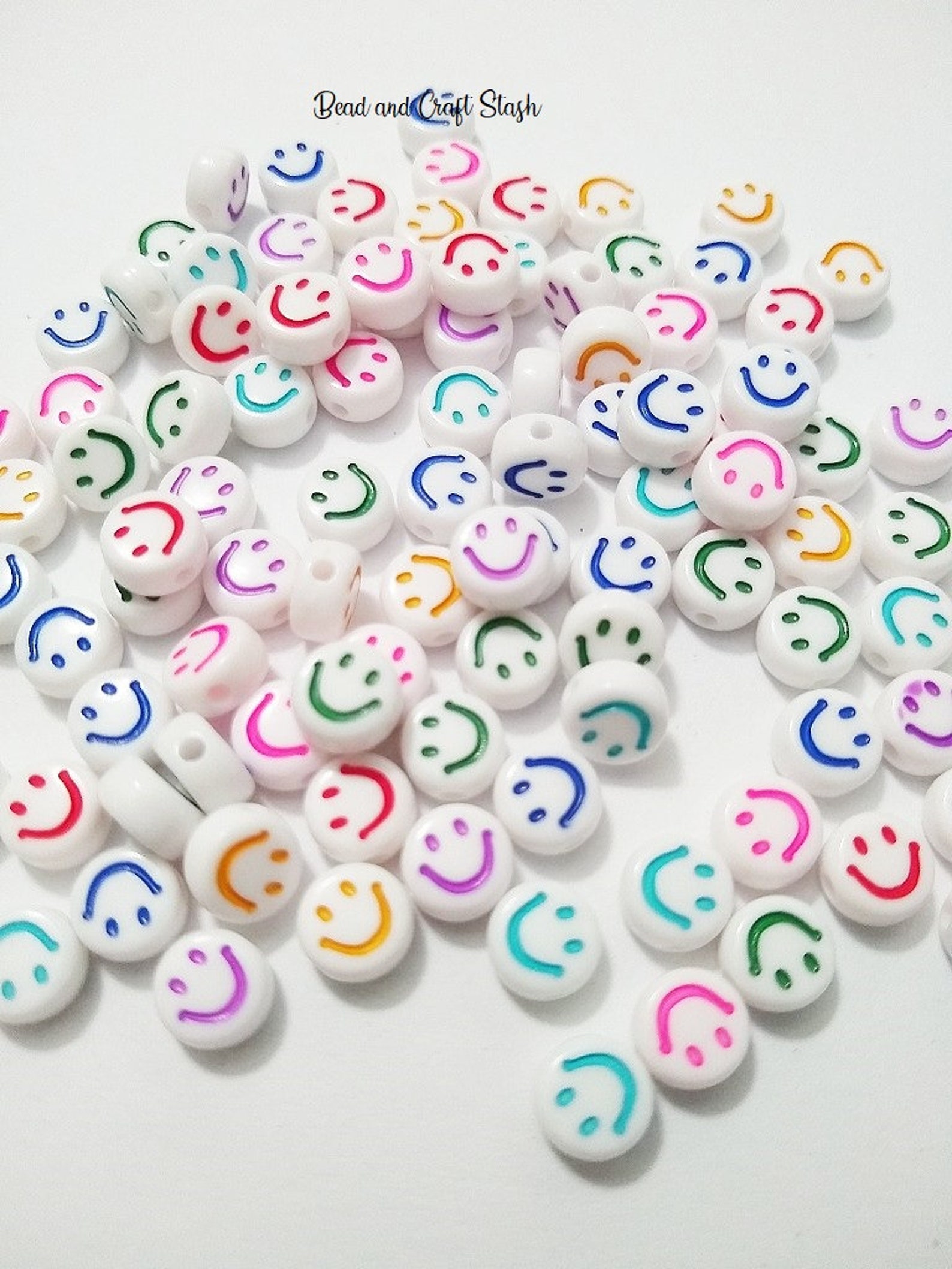 Multi-colored Smile Beads Spacer Beads Smile Beads Rainbow | Etsy