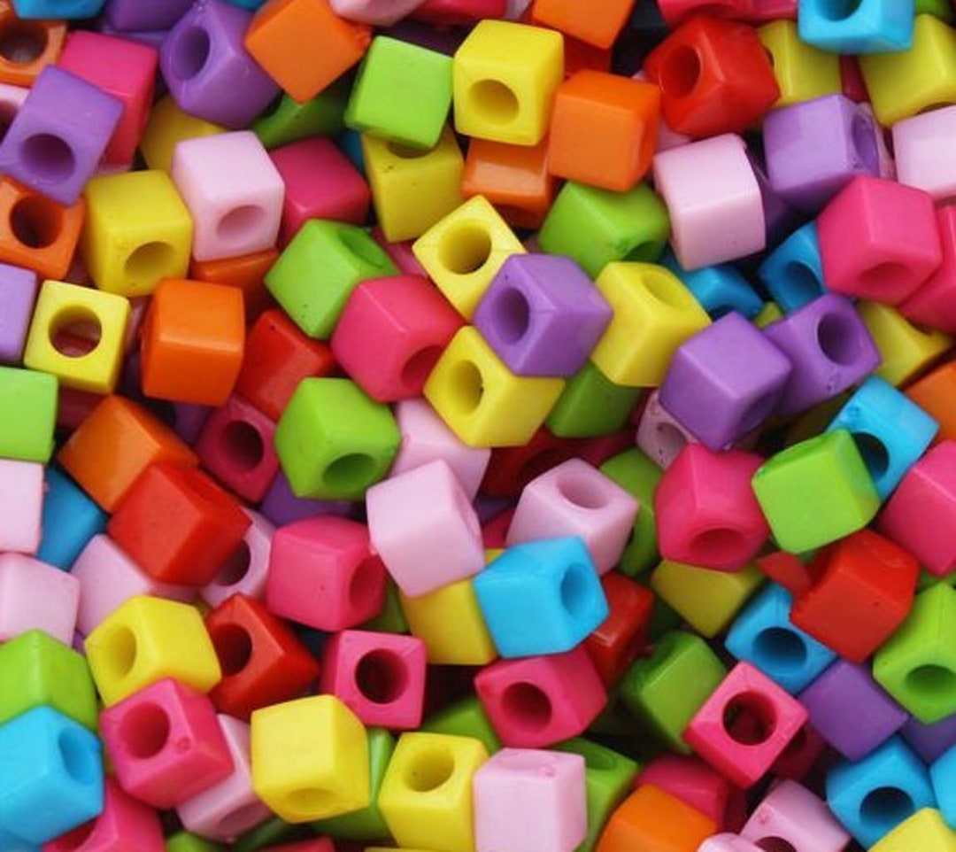 Colorful Cube Spacer Beads, Kid Crafts, DIY, Bead Supplies, Acrylic ...