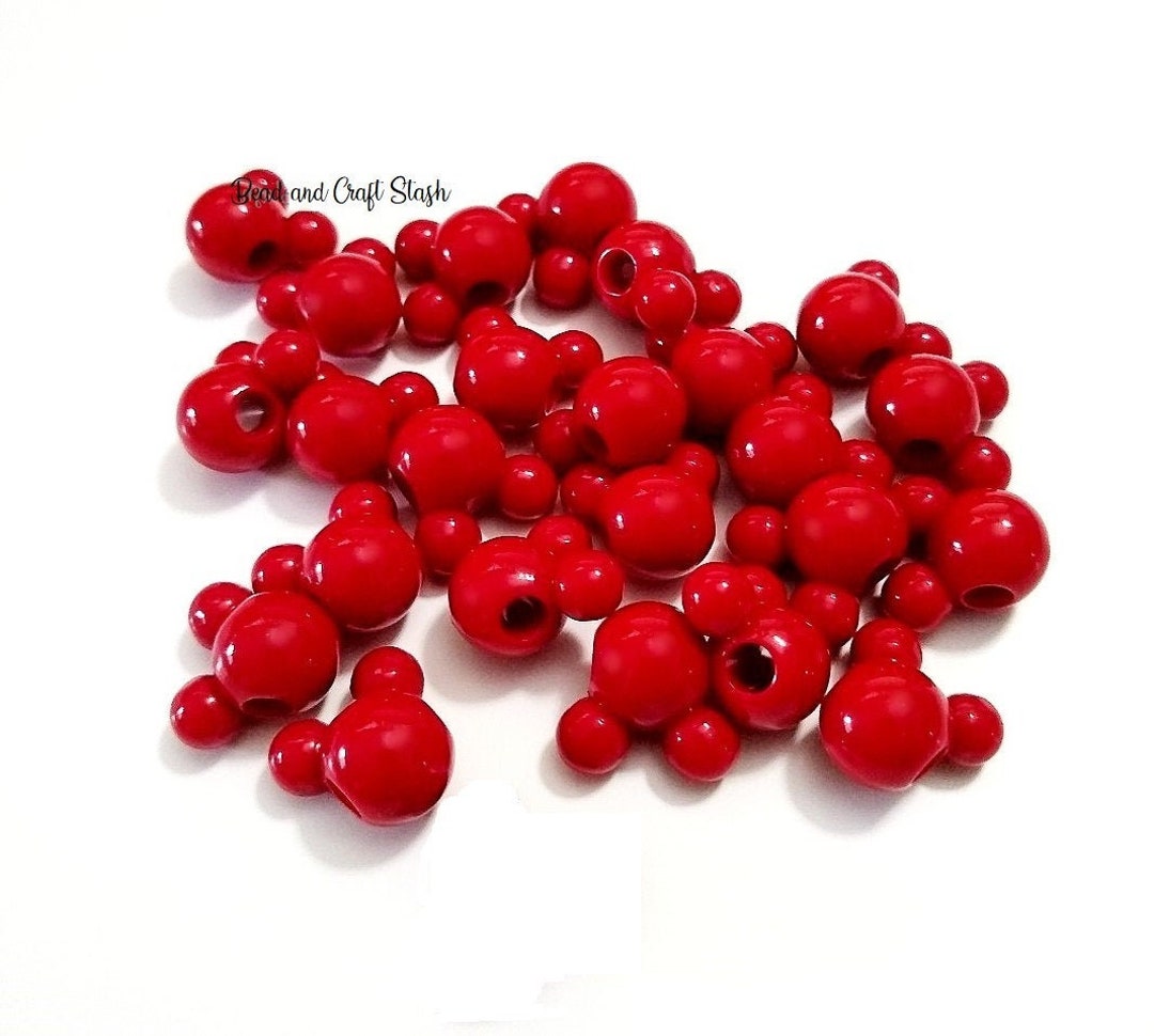 14mm Red Mouse Head Beads, Beads, Red, DIY, Acrylic Beads, Hair Beads ...