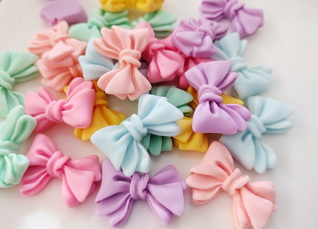 Pastel Bow Set, Resin Cabochons, Bows, Pink, Blue, Green, Purple - Etsy