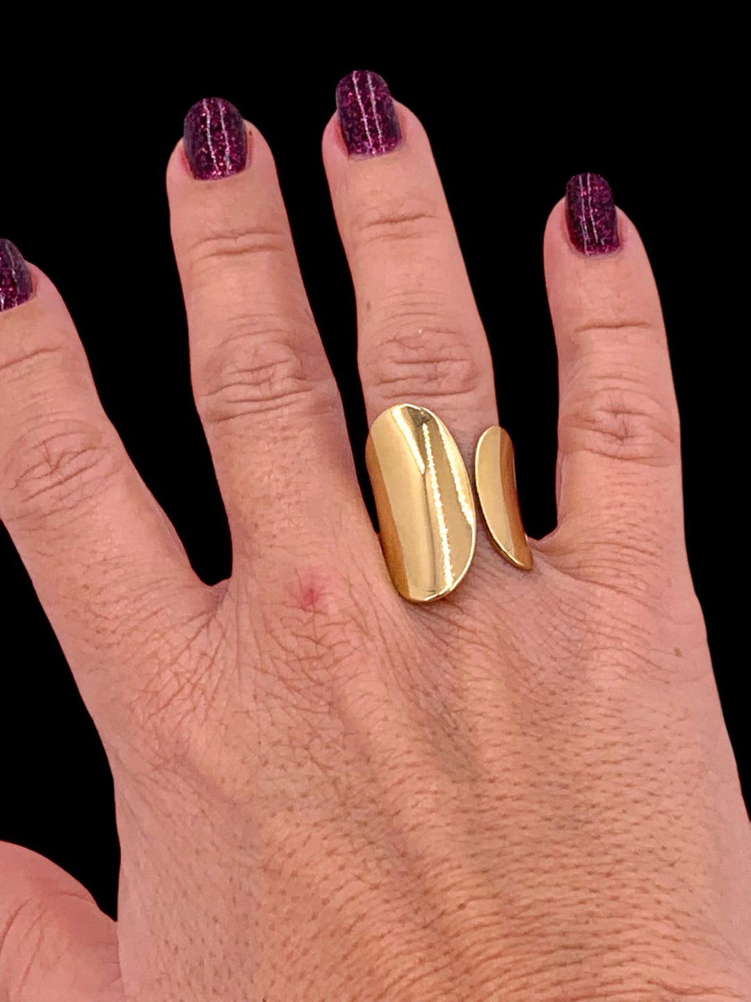 Wide Open Gold Ring, Voluminous Ring, Gold Bohemian Ring, Chunky Ring ...