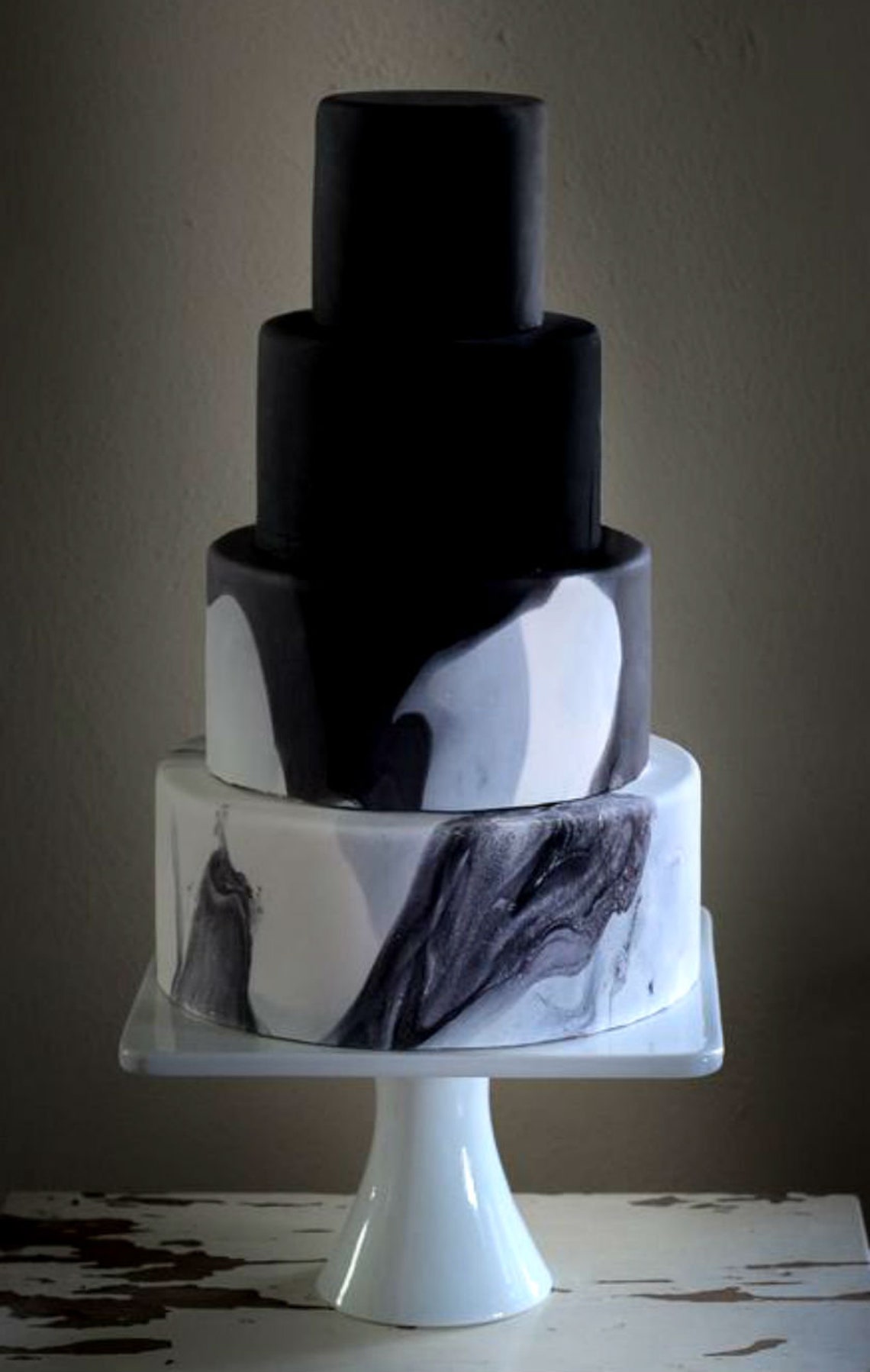 Fake Cake Wedding Black White Marmor - Etsy