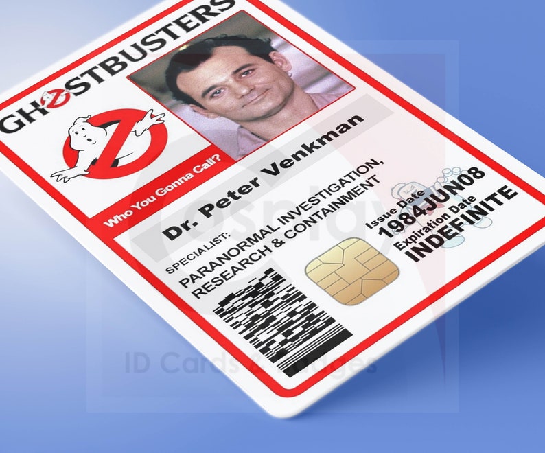 Ghostbusters ID Card Peter Venkman Bill Murry Ray Stantz - Etsy France