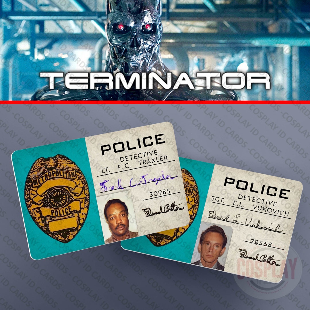 The Terminator Screen Accurate Police ID Badges Detective - Etsy UK
