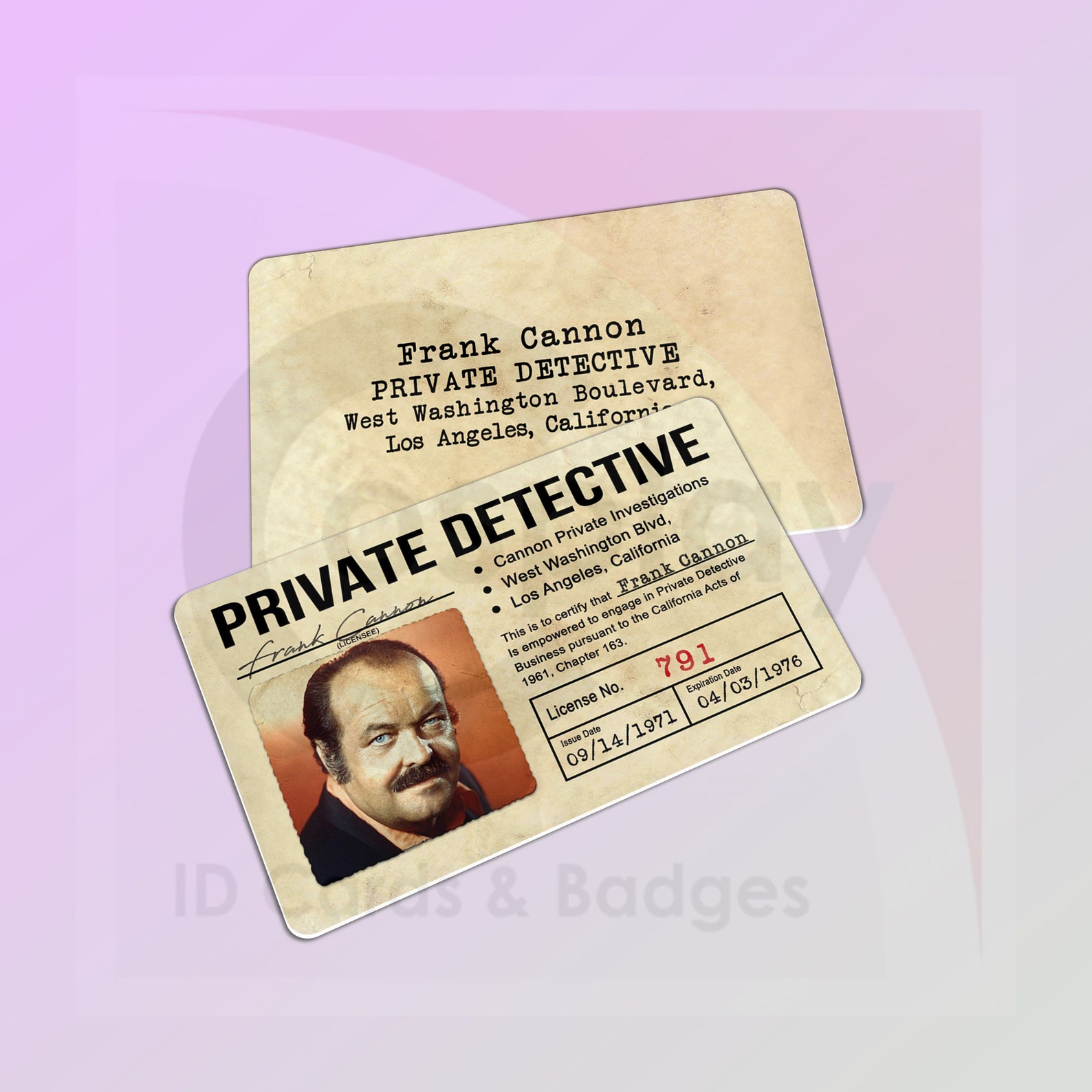 CANNON Private Detective ID Card 70s Detective TV Show Movie - Etsy