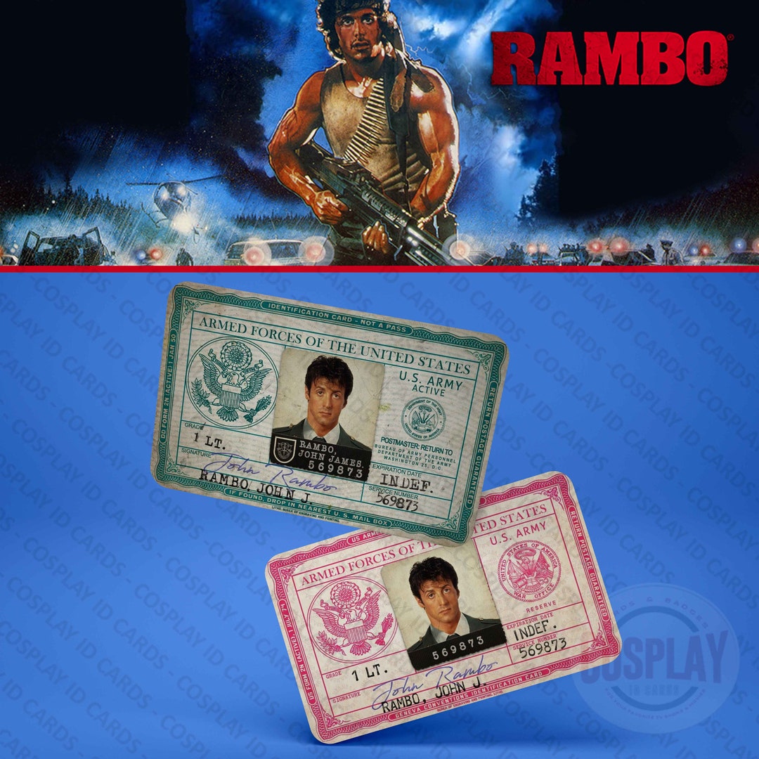 Rambo US Army Military ID Card John J. Rambo Sylvester - Etsy Australia