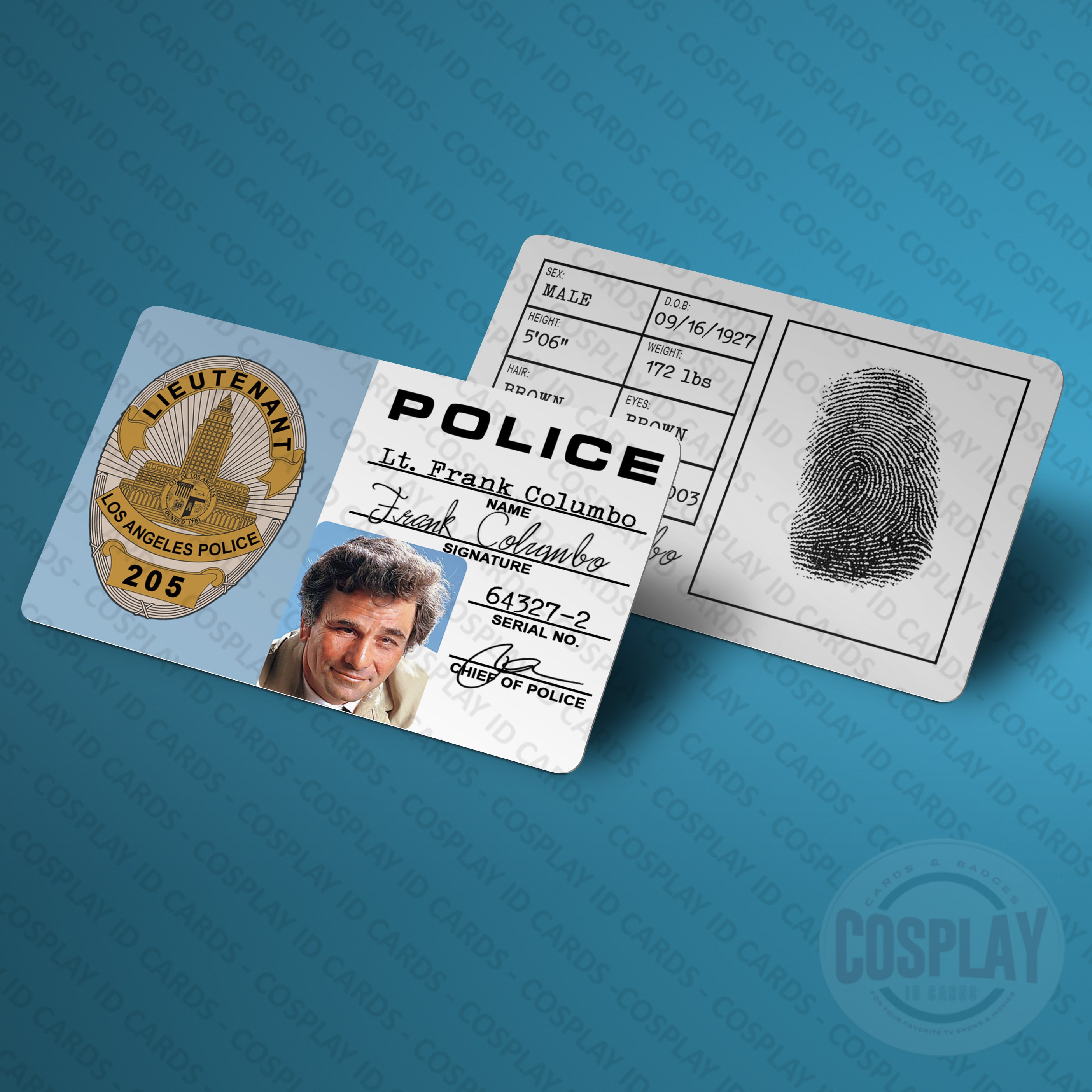 Columbo TV show Lt. Frank Columbo Peter Falk Police ID - Etsy España
