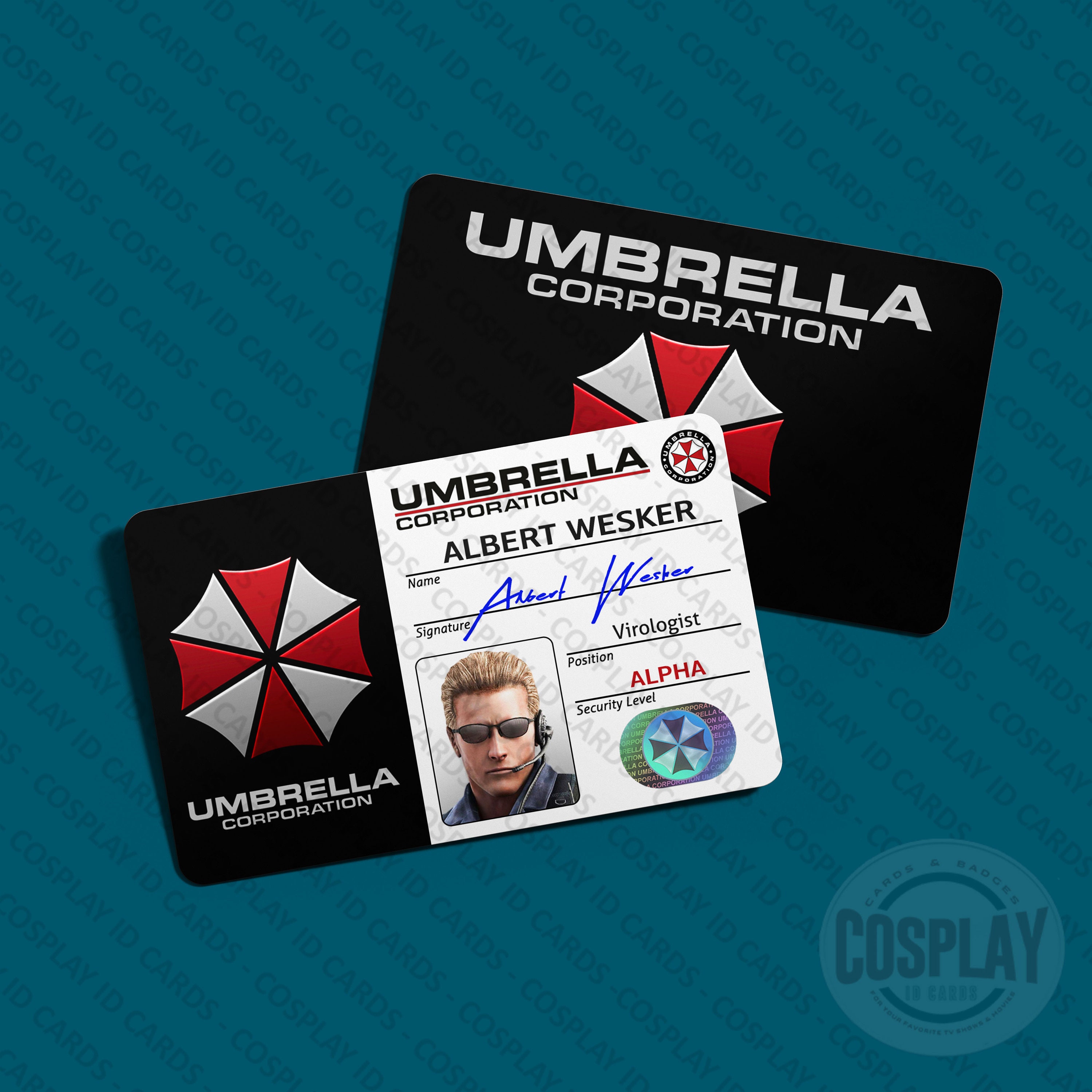 RESIDENT EVIL Umbrella Corporation ID Card Altert Wesker - Etsy