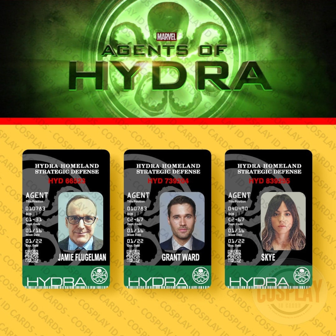 Agents of Hydra ID Badge Screen Accurate Grant Ward Skye Jamie Flugelman Hail Hydra Agents of ...