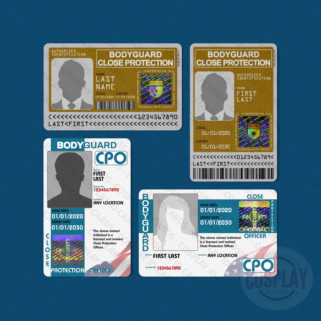 Personal Bodyguard ID Card With Real Hologram, Close Protection Officer ...
