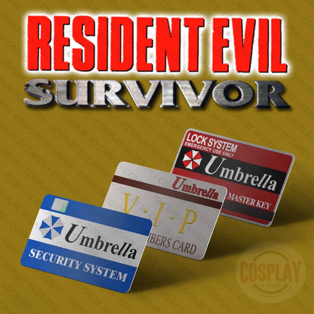 RESIDENT EVIL Survivor Keycard Set Umbrella Security System Card ...