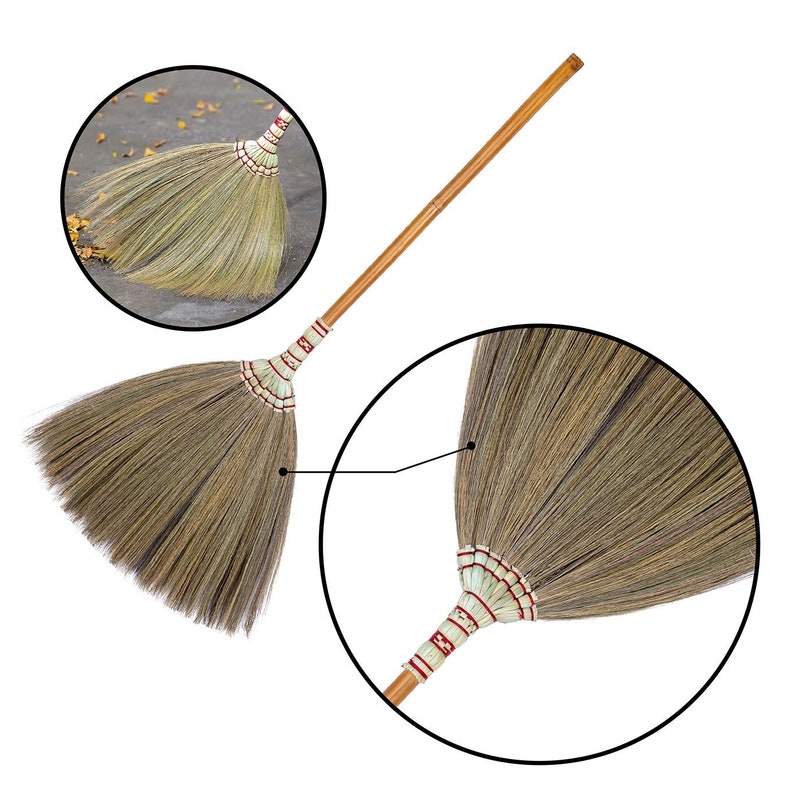 100% Thaj Grass Broom Bamboo Brown Handle Hand Grop 39 Inchea - Etsy
