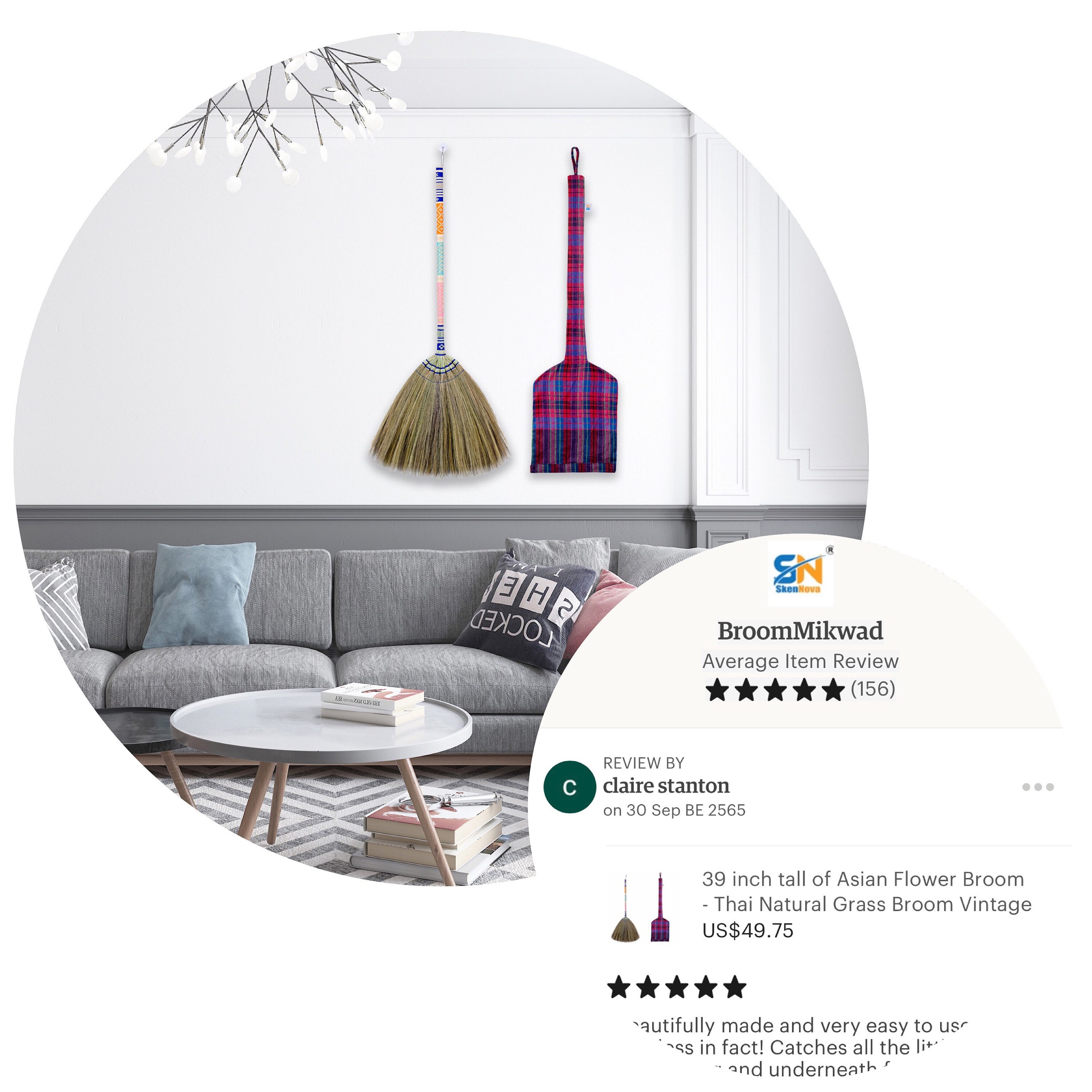 39 Inch Tall of Asian Flower Broom Thai Natural Grass Broom - Etsy