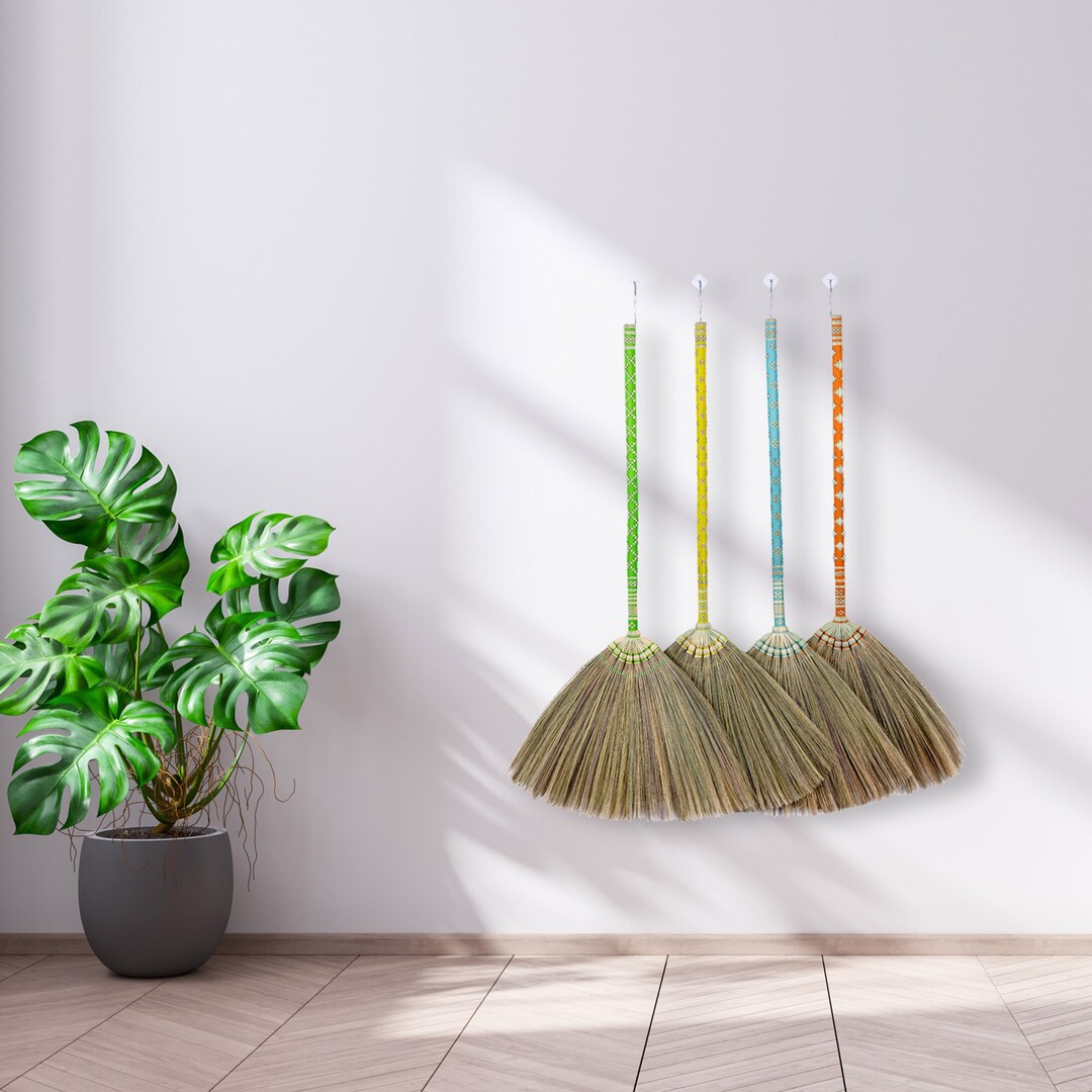 TIFD 39-40 Inch Tall Authentic Asian Broom Thai Pattern Natural Grass ...