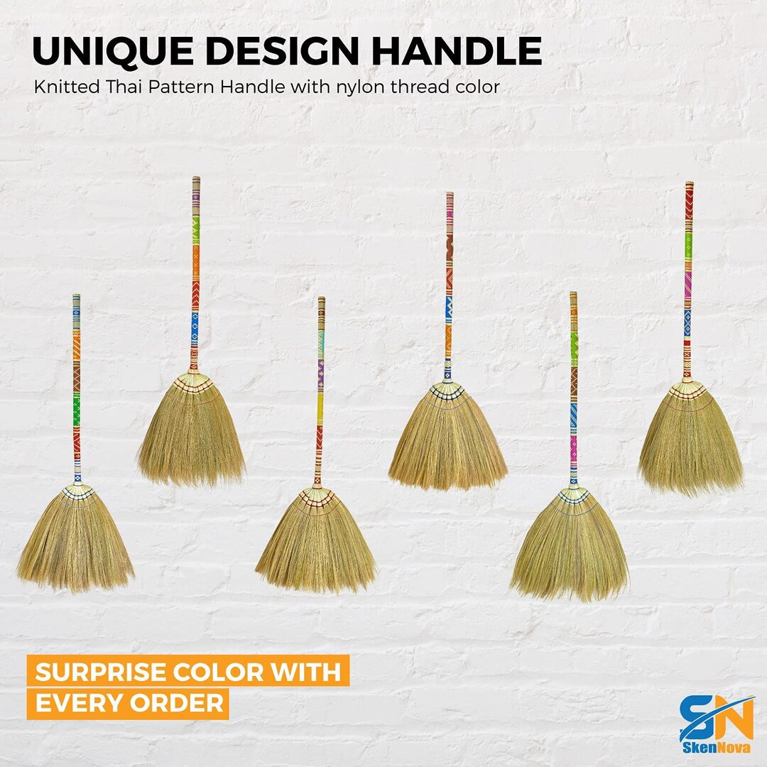 MFQL 40 Inch Tall Asian Broom Whisk Broom Thai Natural Grass Broom ...