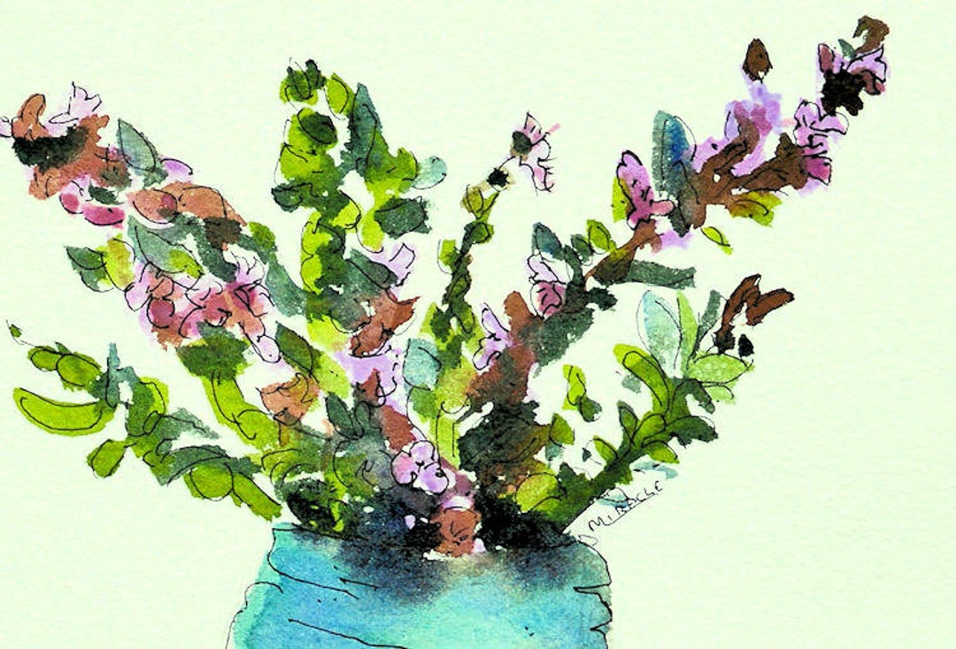 Thyme, Watercolor, Pen and Ink, Herb, Original Painting, Ready to Frame ...