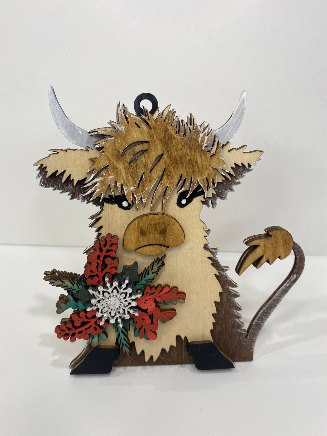 Christmas Highland Cow Decor Layered - Etsy