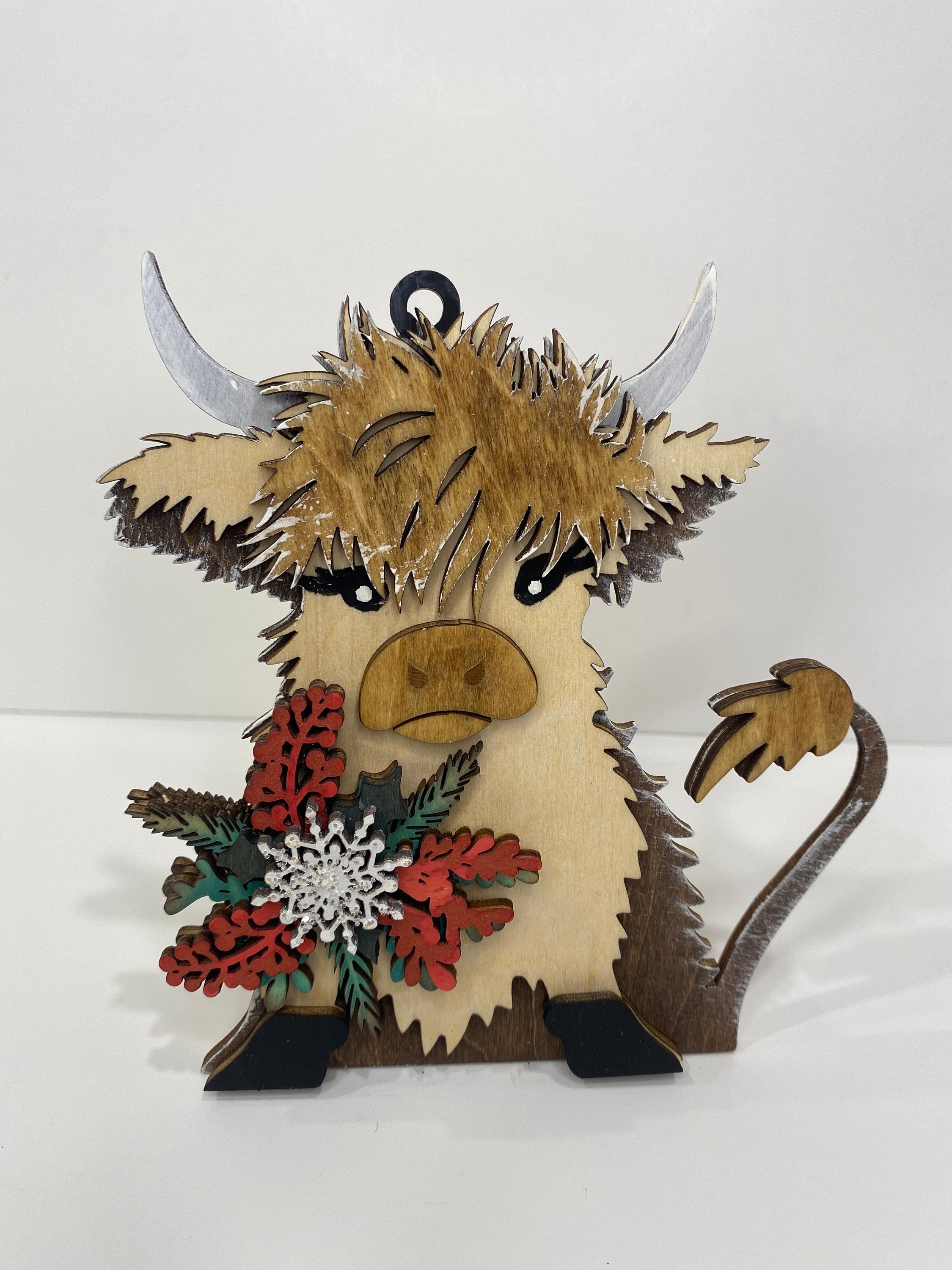 Christmas Highland Cow Decor Layered - Etsy