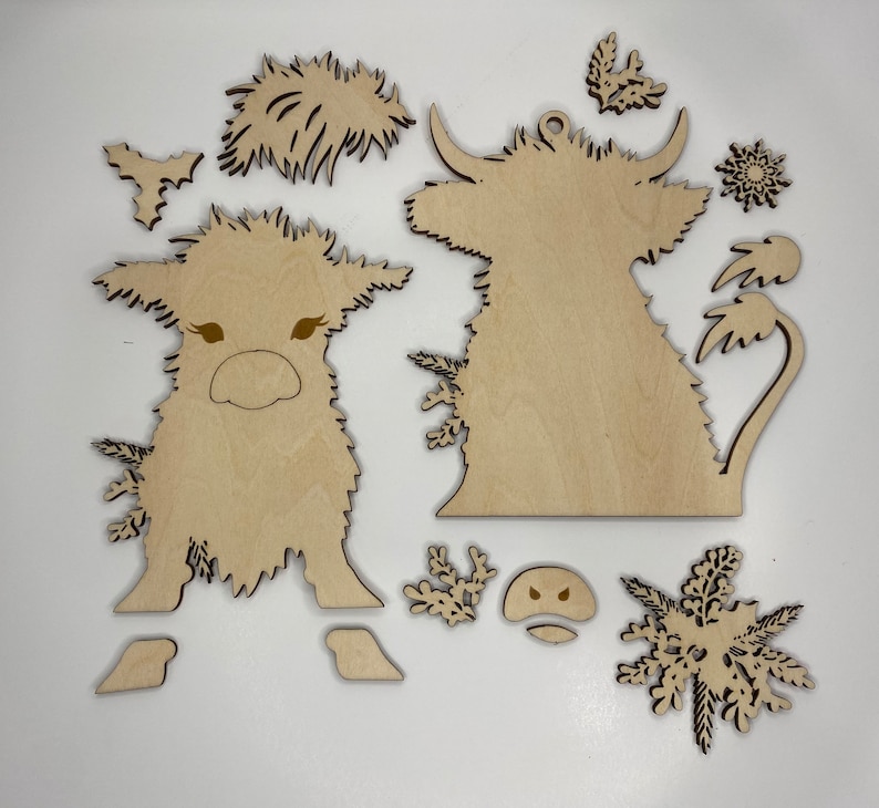 Christmas Highland Cow Decor Layered - Etsy