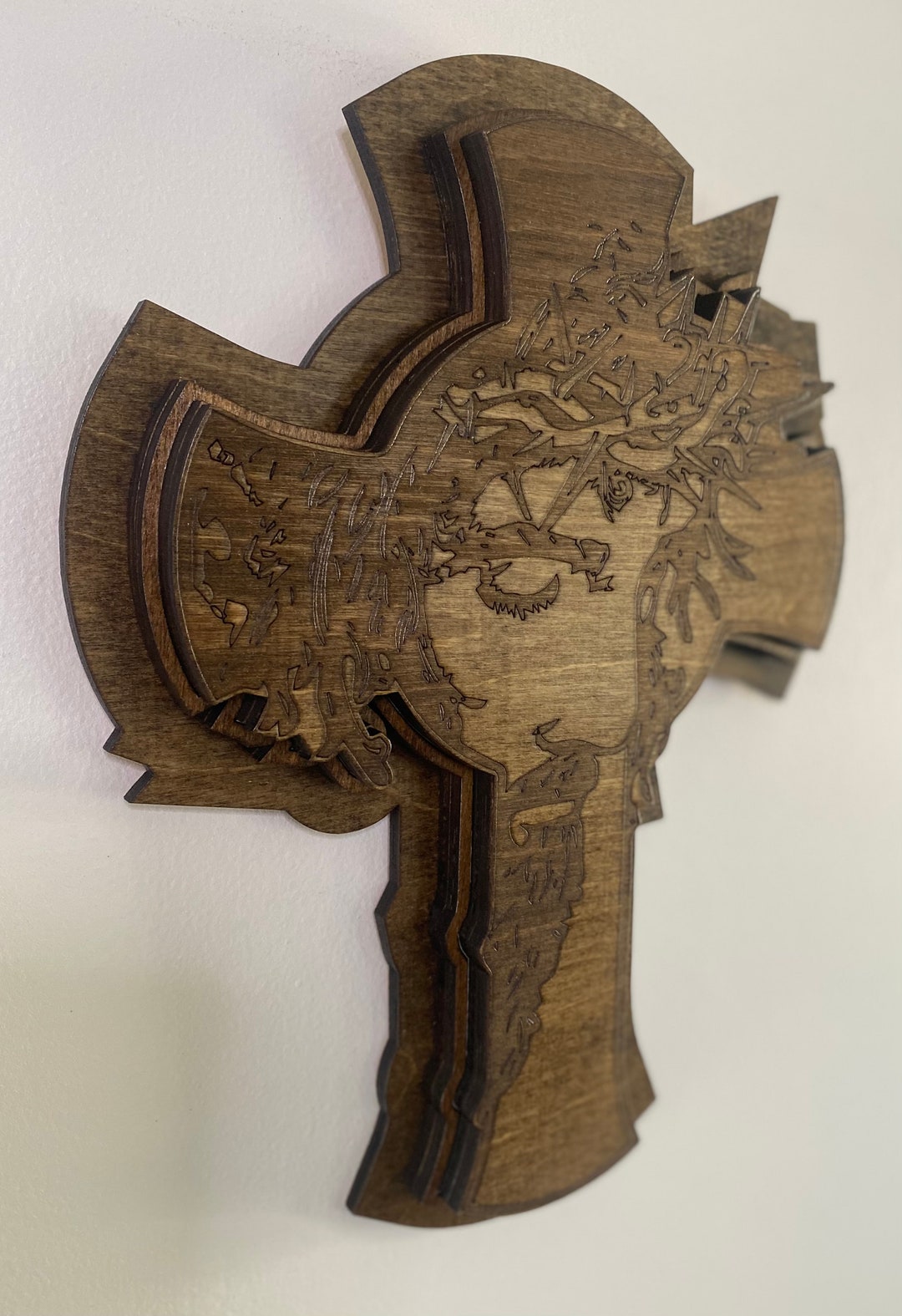 Jesus Engraved on Wood Cross - Etsy