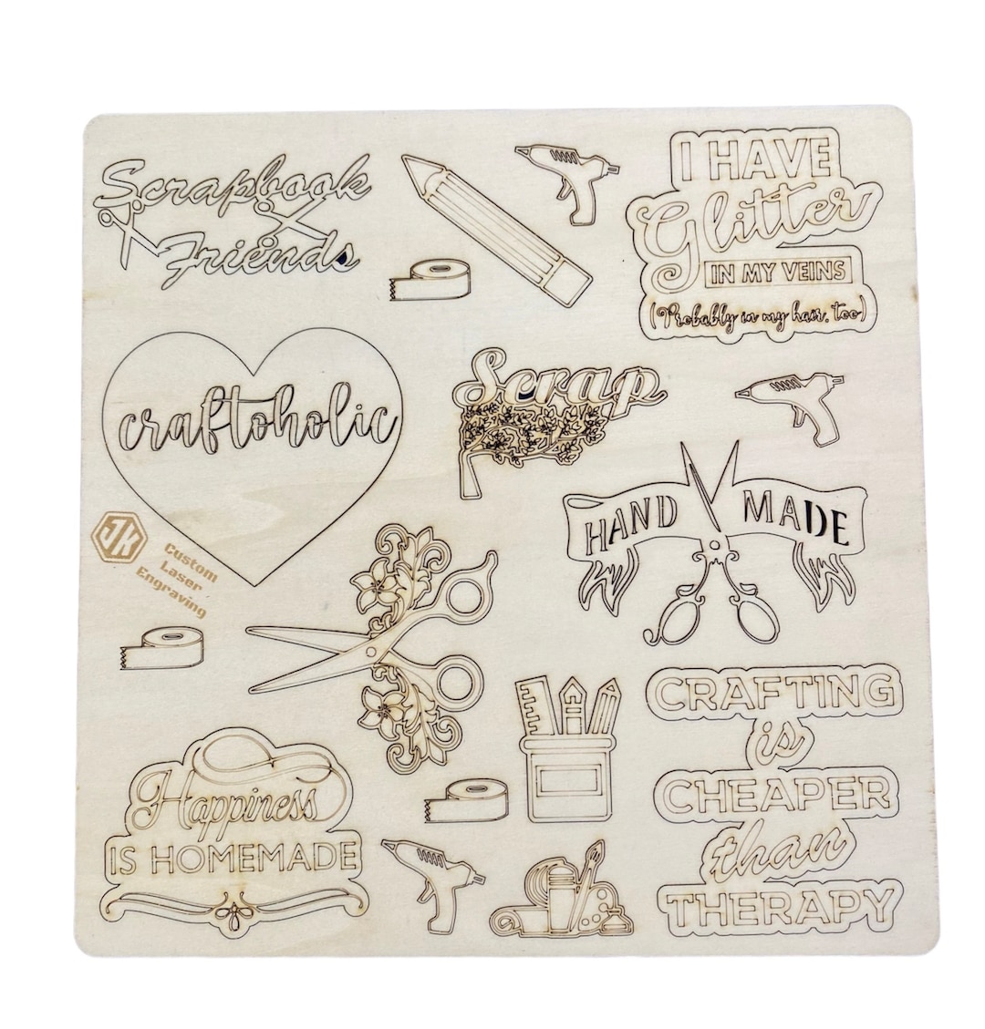 12”x12” Crafty Love Scrapbook Wood Cut Outs Full Sheet - Etsy