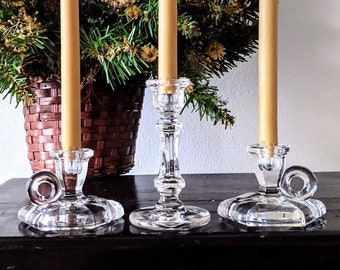 Glass Chamberstick Candle Holder - Etsy