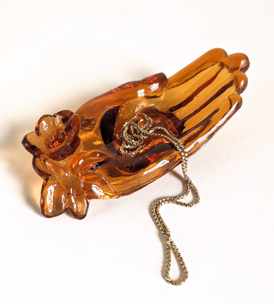 Amber Glass Open Hand Ring Holder Degenhart Mold Mahogany - Etsy