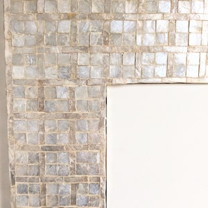 Capiz Shell Wall Mirror Square Geometric Warm White Beige Pearlescent ...
