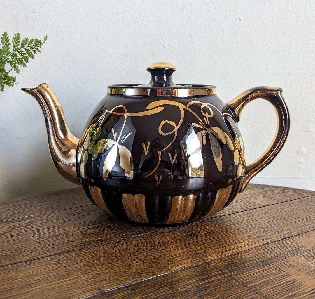 Ellsgreave Teapot Burslem Staffordshire Brown Gold English Teapot Made ...