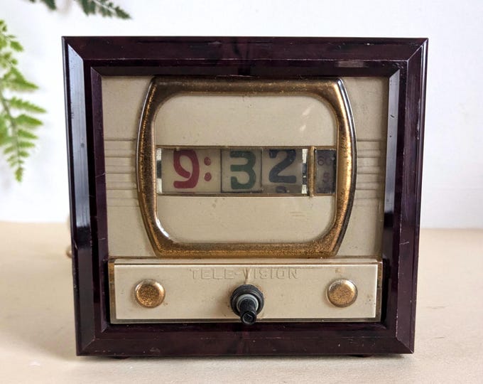 Tele-vision Clock 1956 Early Mechanical Digital Tymeter Numechron Model ...