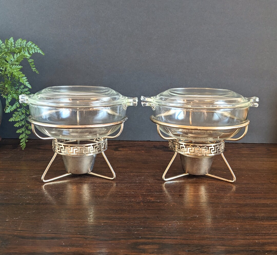 Small Round Casserole Clear 20 Oz Pyrex With Lid 681-C-4 Gold Wire ...