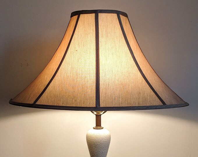 Large Wide Bell Beige Silk Lamp Shade Paneled Lined Silk Shade Arts and ...