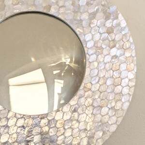Capiz Shell Wall Mirror Round Warm White Beige Pearlescent Finish ...