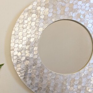 Capiz Shell Wall Mirror Round Warm White Beige Pearlescent Finish ...