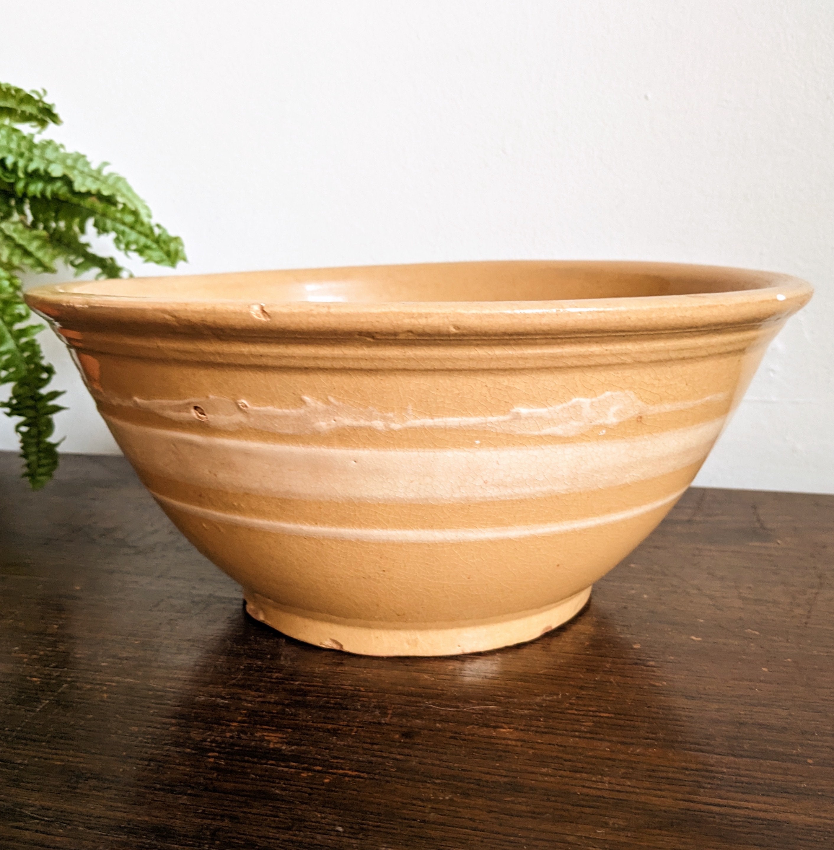 Antique Yellowware Bowl Farmhouse 11 Inch Mixing Bowl Yellow Ware ...