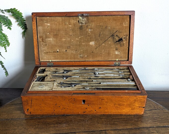 Antique Drafting Tool Set in Wood Box TA and Sons Germany - Etsy