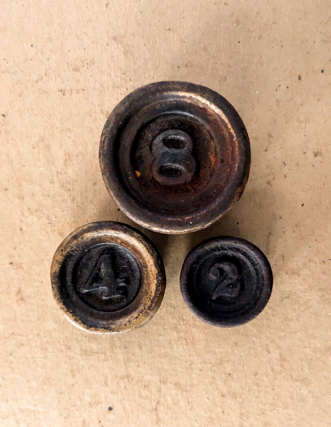 Antique Cast Iron Weight Set 8 4 2 Ounces Oz Balance Scale Round ...